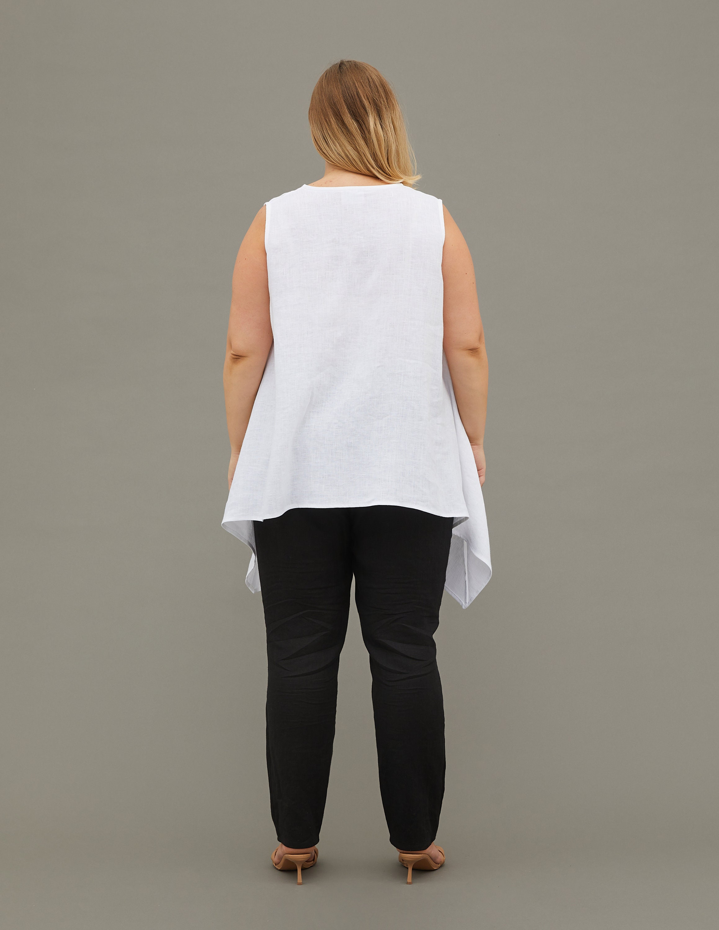 LAURA Plus size asymmetric linen blouse white flattering | Etsy