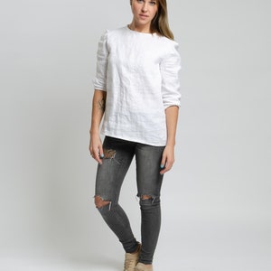 EMILY Elegant Linen Shirt With Buttons at the Back, Shirt Back Buttoned ...