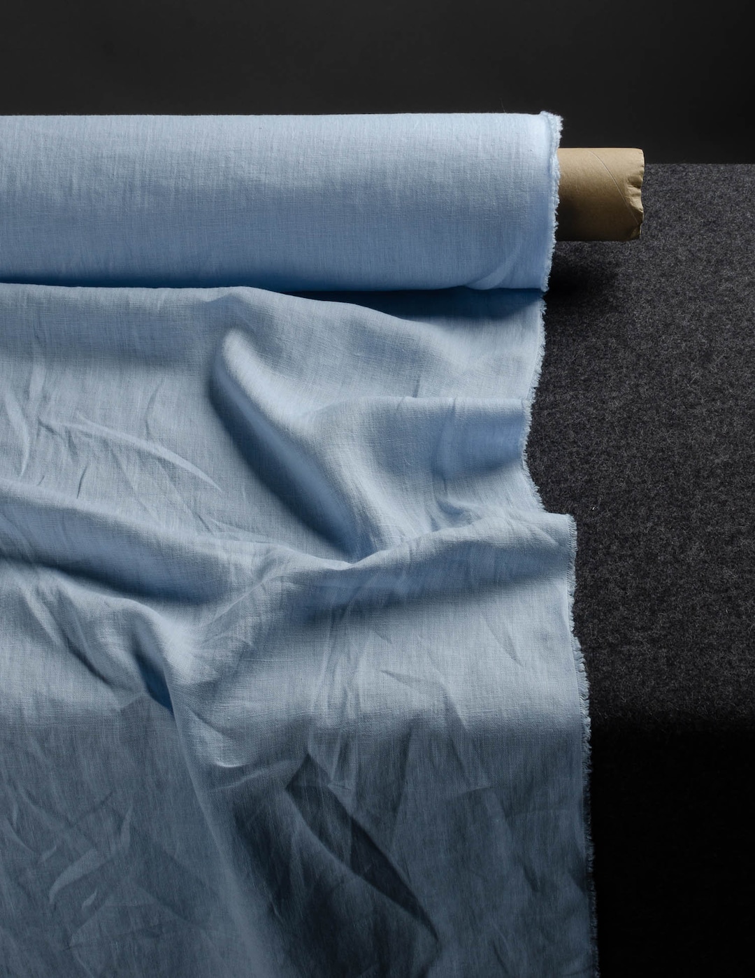 Light Blue Colour Medium Weight Linen Fabric Supply, Baby Blue Linen ...