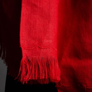 Long and Wide Natural Linen Scarf for Women, Red Color Linen Scarf ...