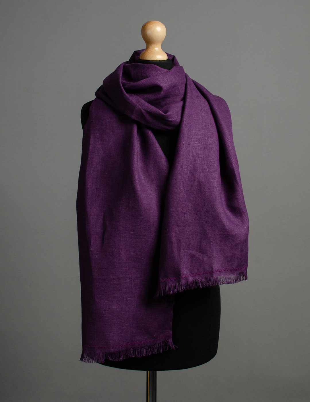 Long and Wide LAVENDER Color Unisex Scarf, Lavender Color Linen Scarf ...