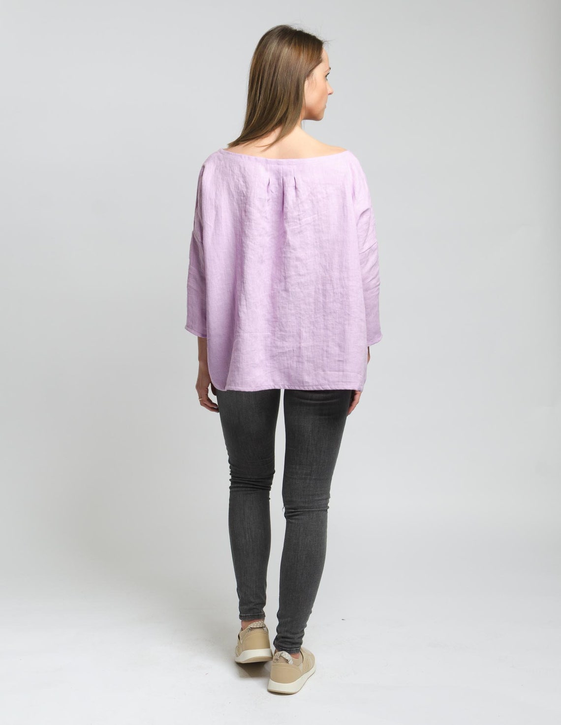 LUCIA Oversized Linen Top Wide Light Purple Linen Top Linen - Etsy