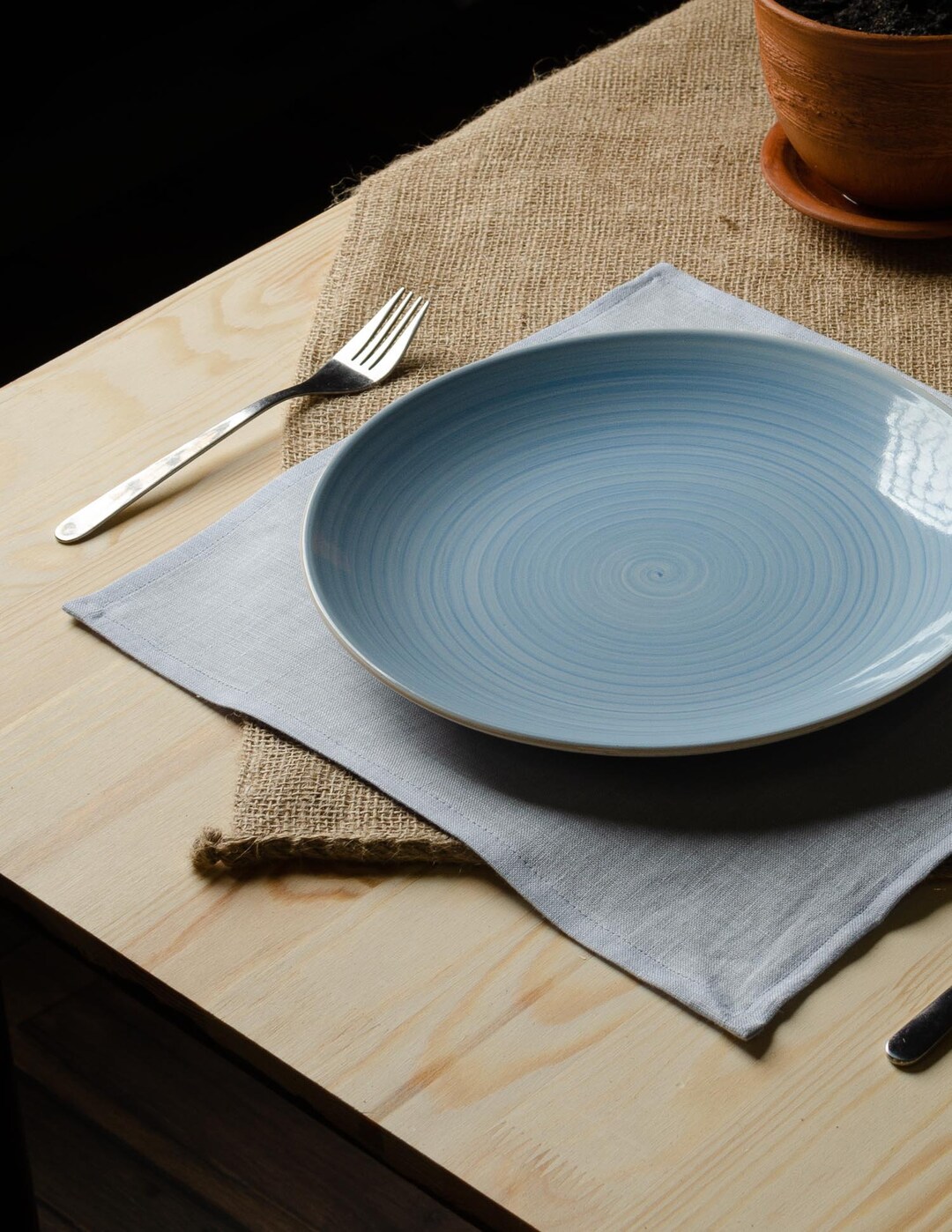 Light Blue Linen Table Napkins, Boy Baby Shower Table Napkins, Dinner ...