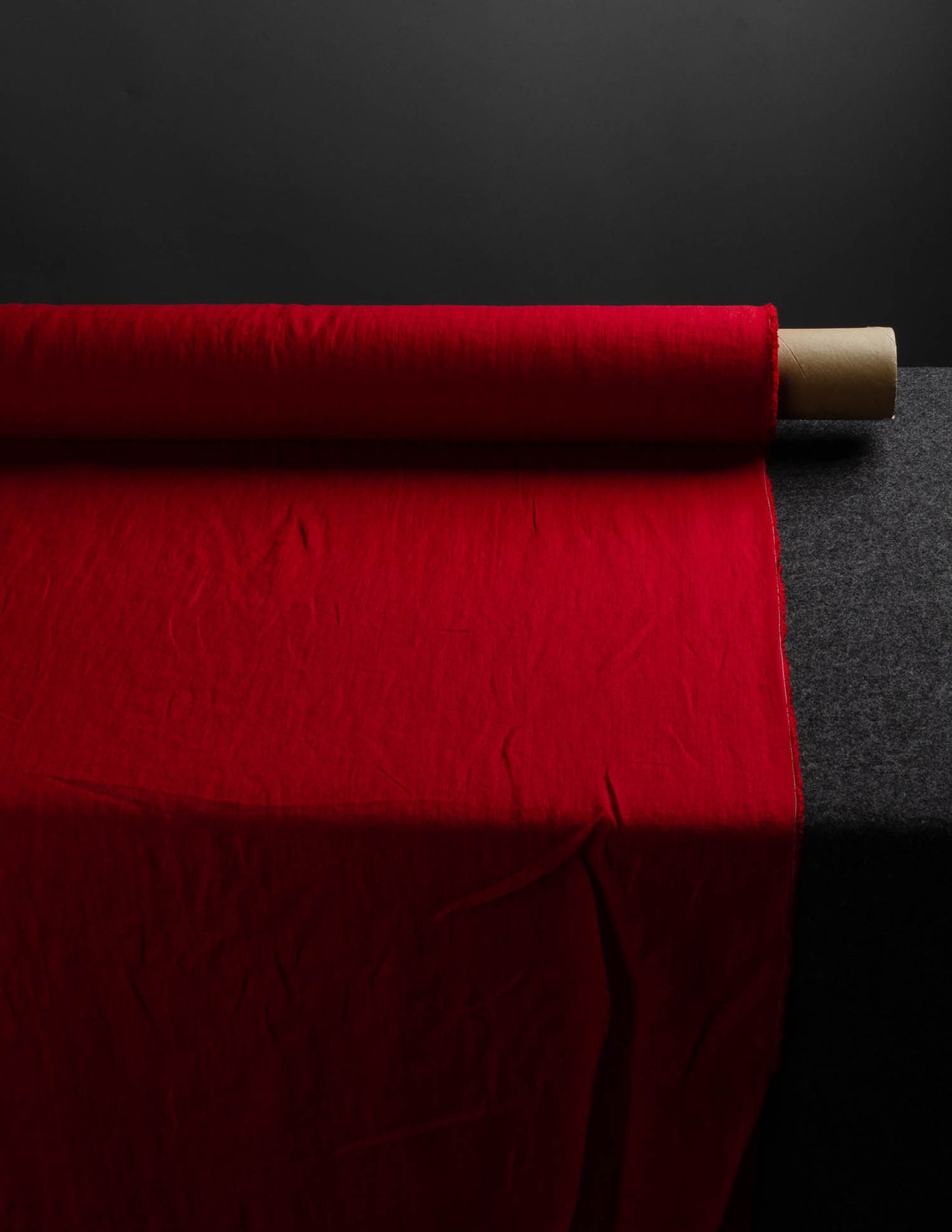 Bright Red Colour Medium Weight Linen Fabric Supply, Royal Red Linen ...