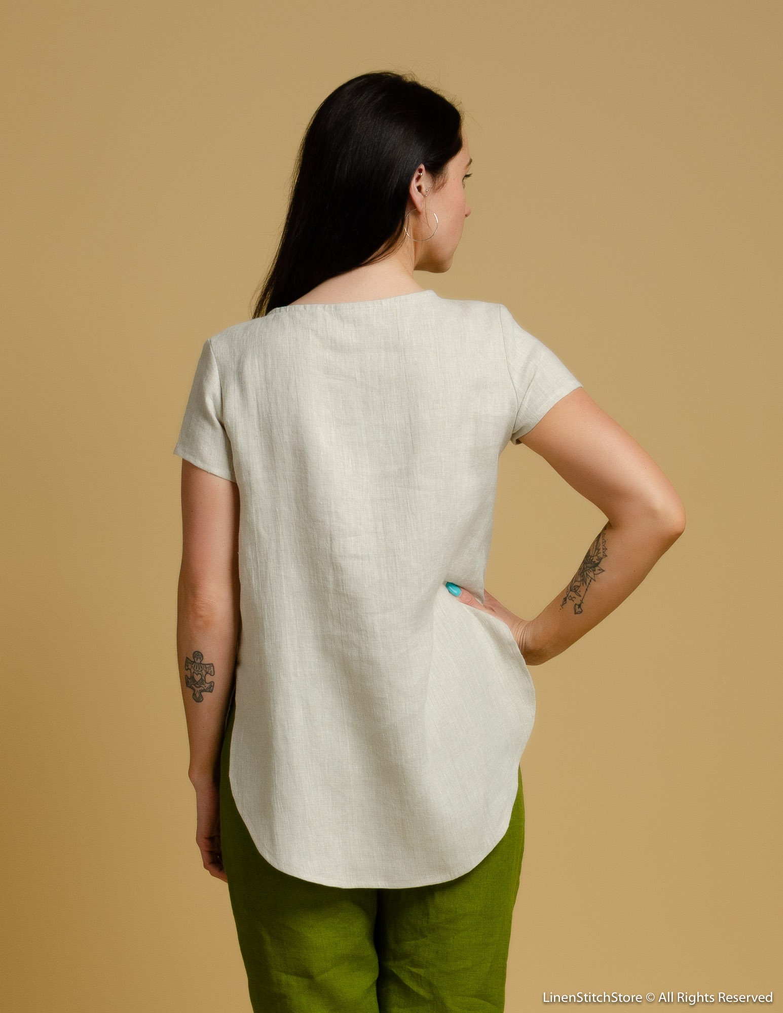 DEBORAH Short Sleeve Asymmetric Linen Top Summer Linen | Etsy
