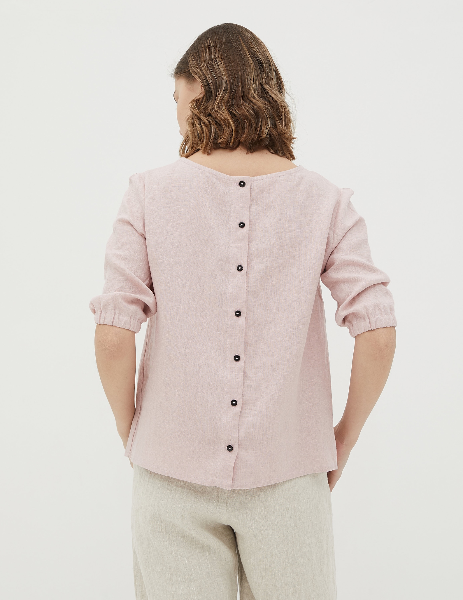 EMILY Elegant Light Pink Linen Shirt With Buttons at the Back - Etsy