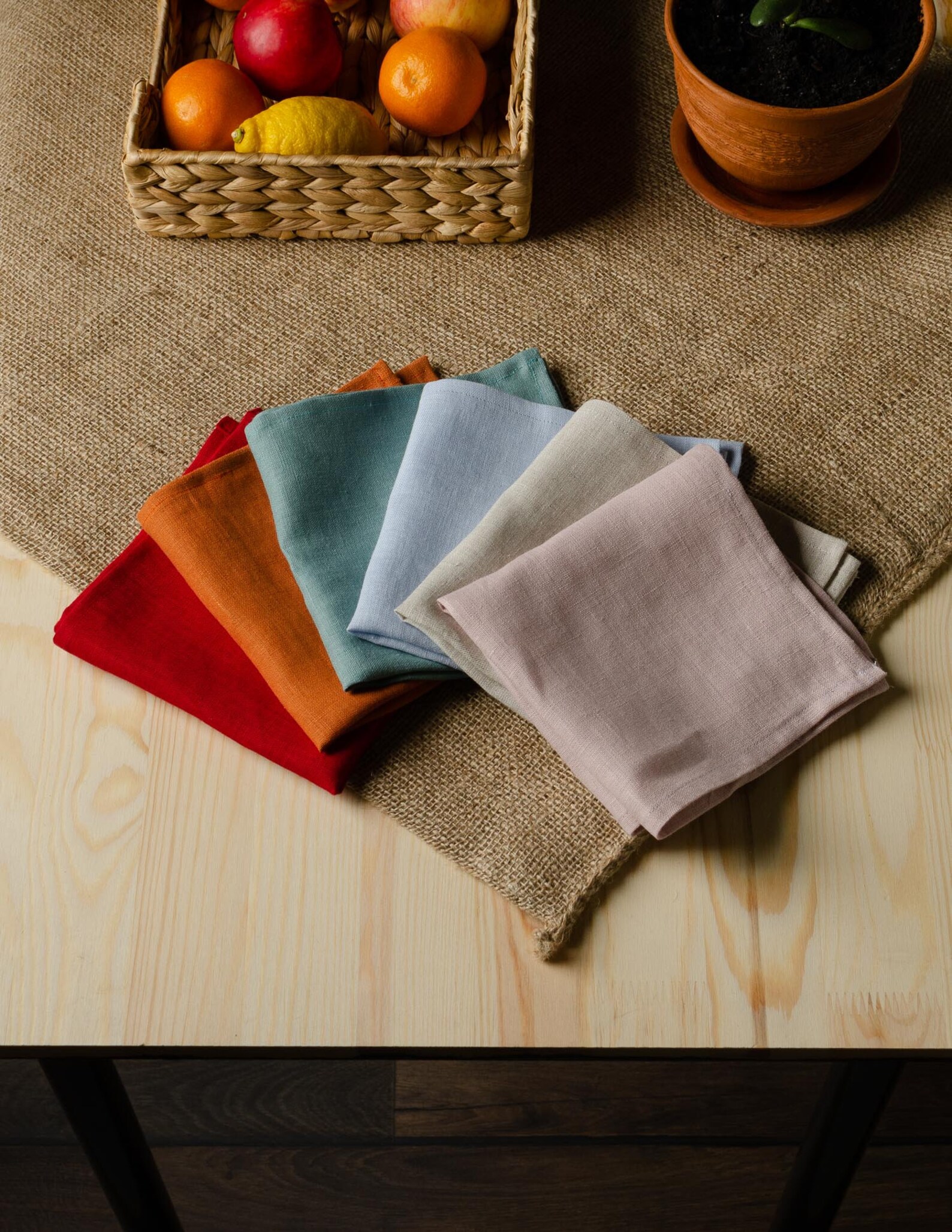 Red Linen Table Napkins, Christmas Table Accessories, Dinner Napkin ...
