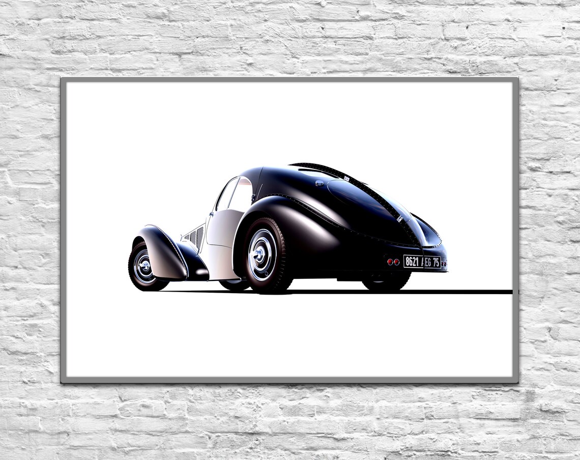 Bugatti Type 57SC Atlantic. Digital Poster. Gift for Man. Car | Etsy