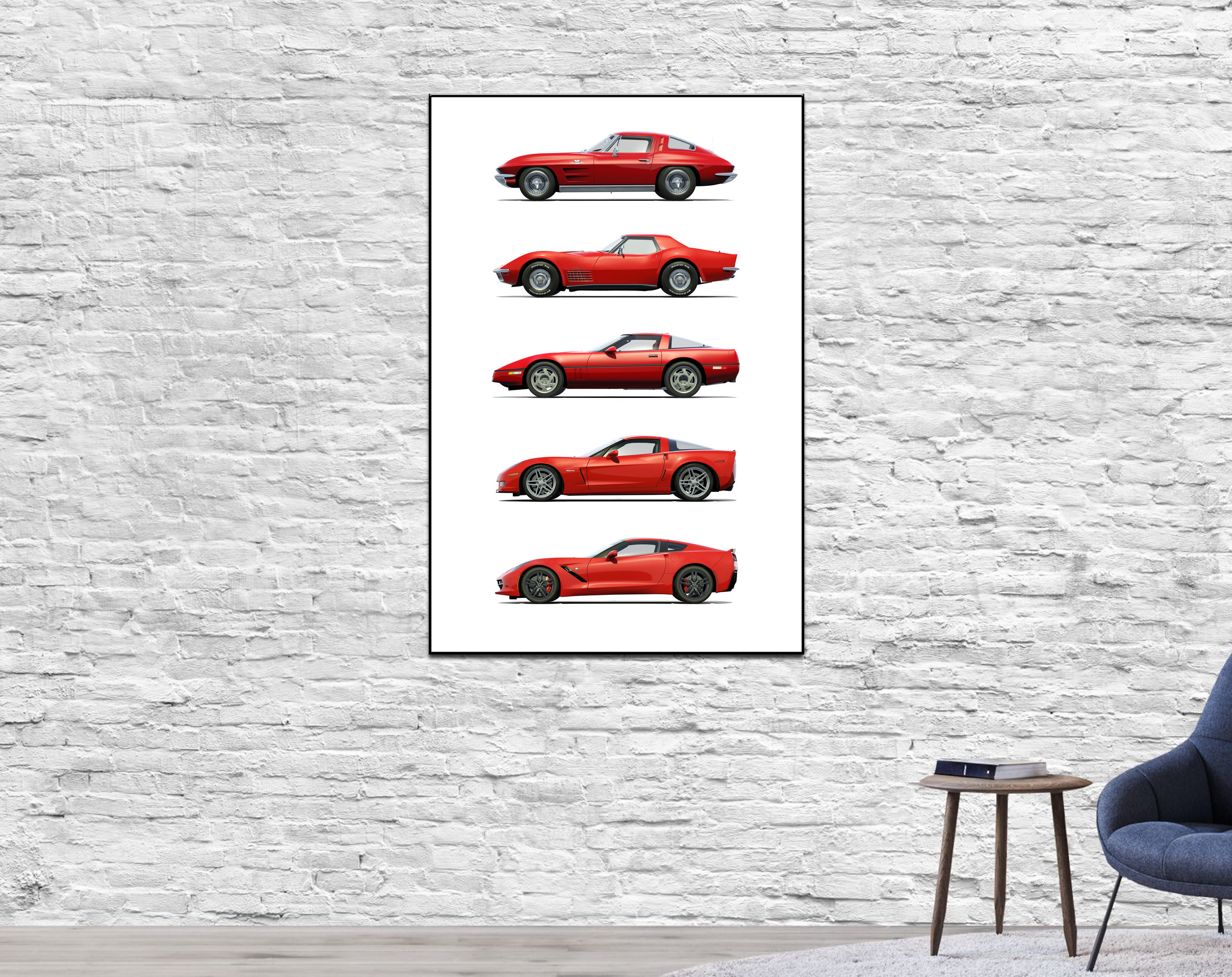 Chevrolet Corvette Evolution Poster Digital Poster Gift for Man Car ...