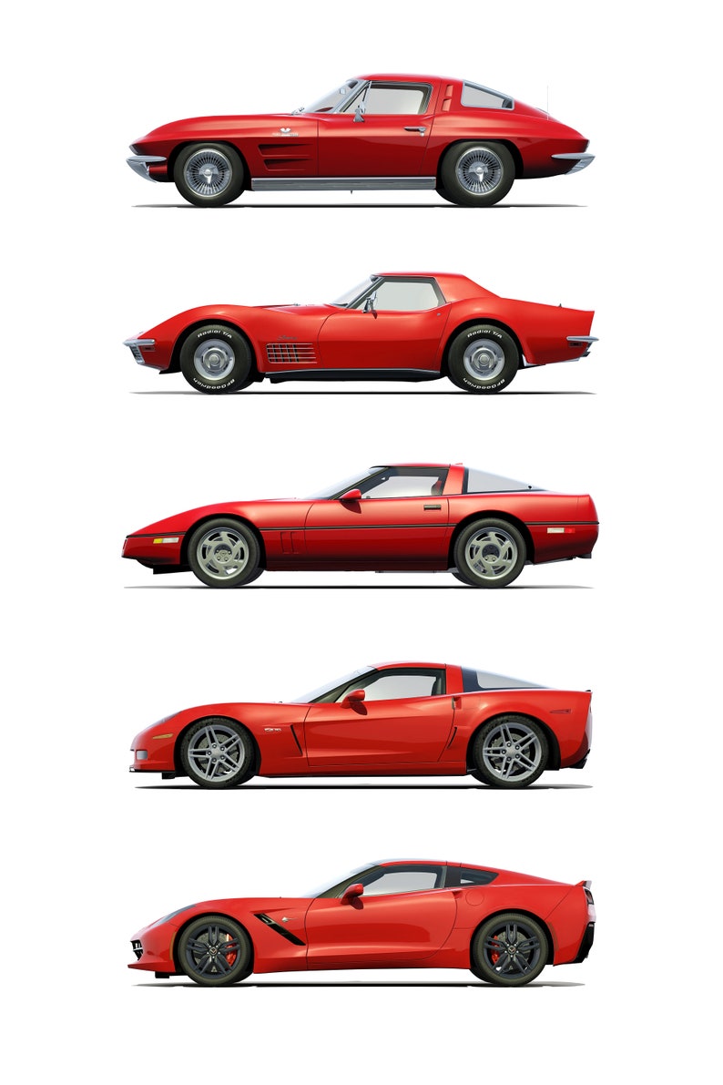 Chevrolet Corvette Evolution Poster Digital Poster Gift for Man Car ...