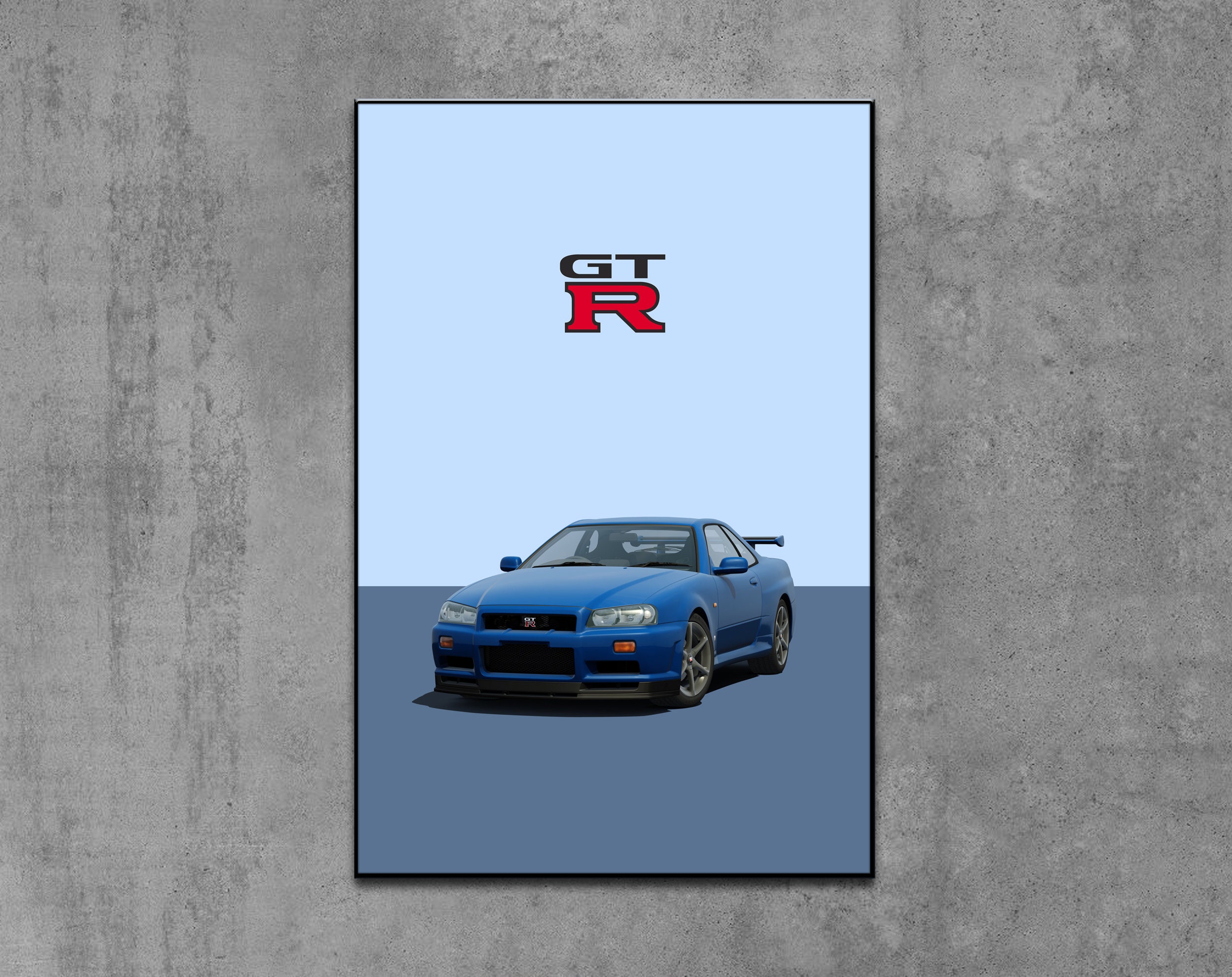 Nissan Skyline GT-R (R34) Digital Poster Gift for Man Car Posters for ...