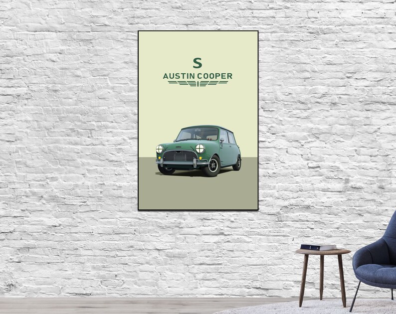 Austin Mini Cooper S Poster Digital Poster Gift for Man Car Posters for ...