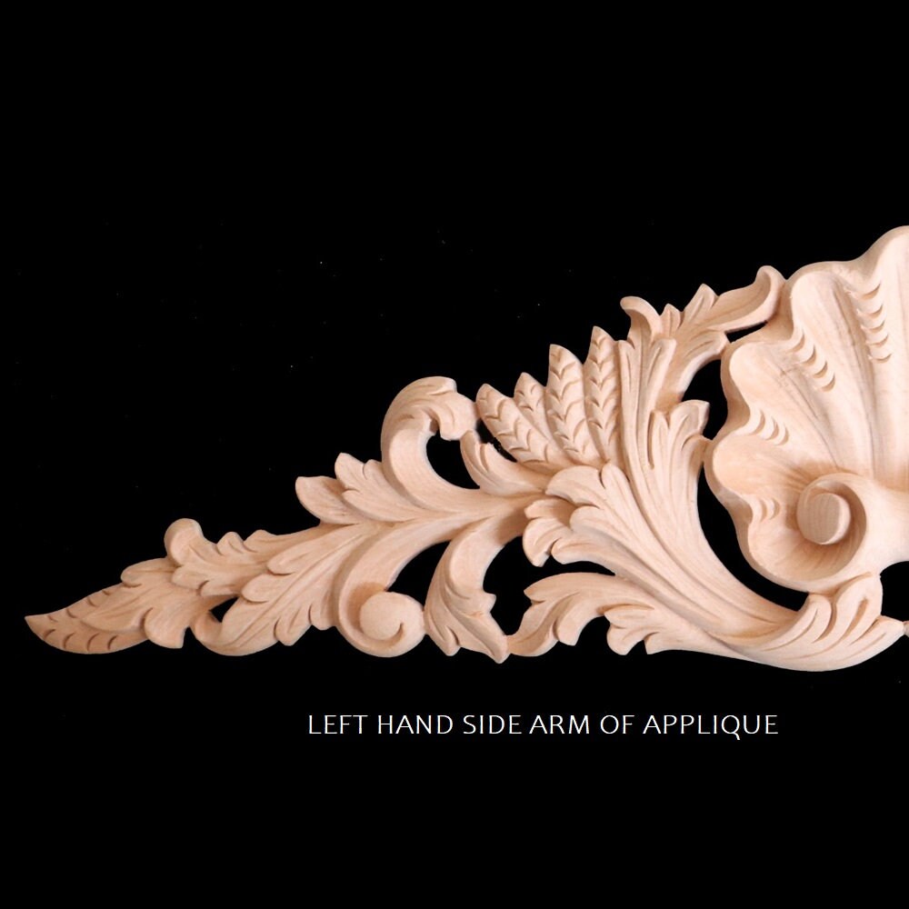 APL-13: Handcarved Seashell Central Decorative Wood Scroll Handmade ...