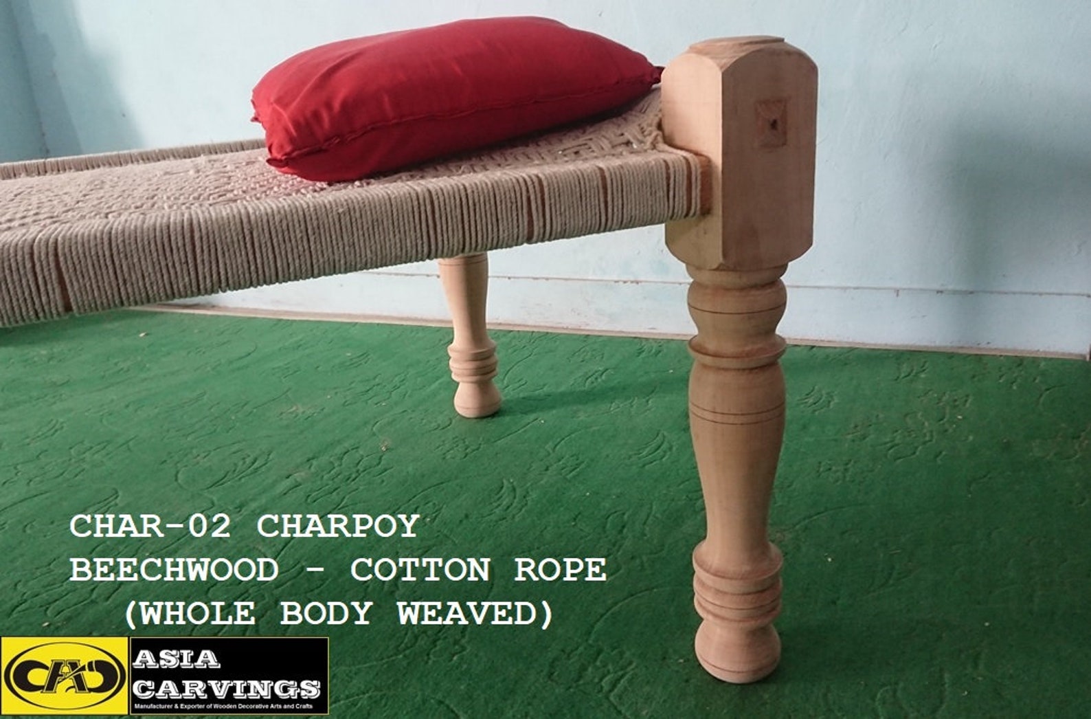 FRN-02: Handmade Beechwood Cotton Rope Indian Charpoy | Cot ...