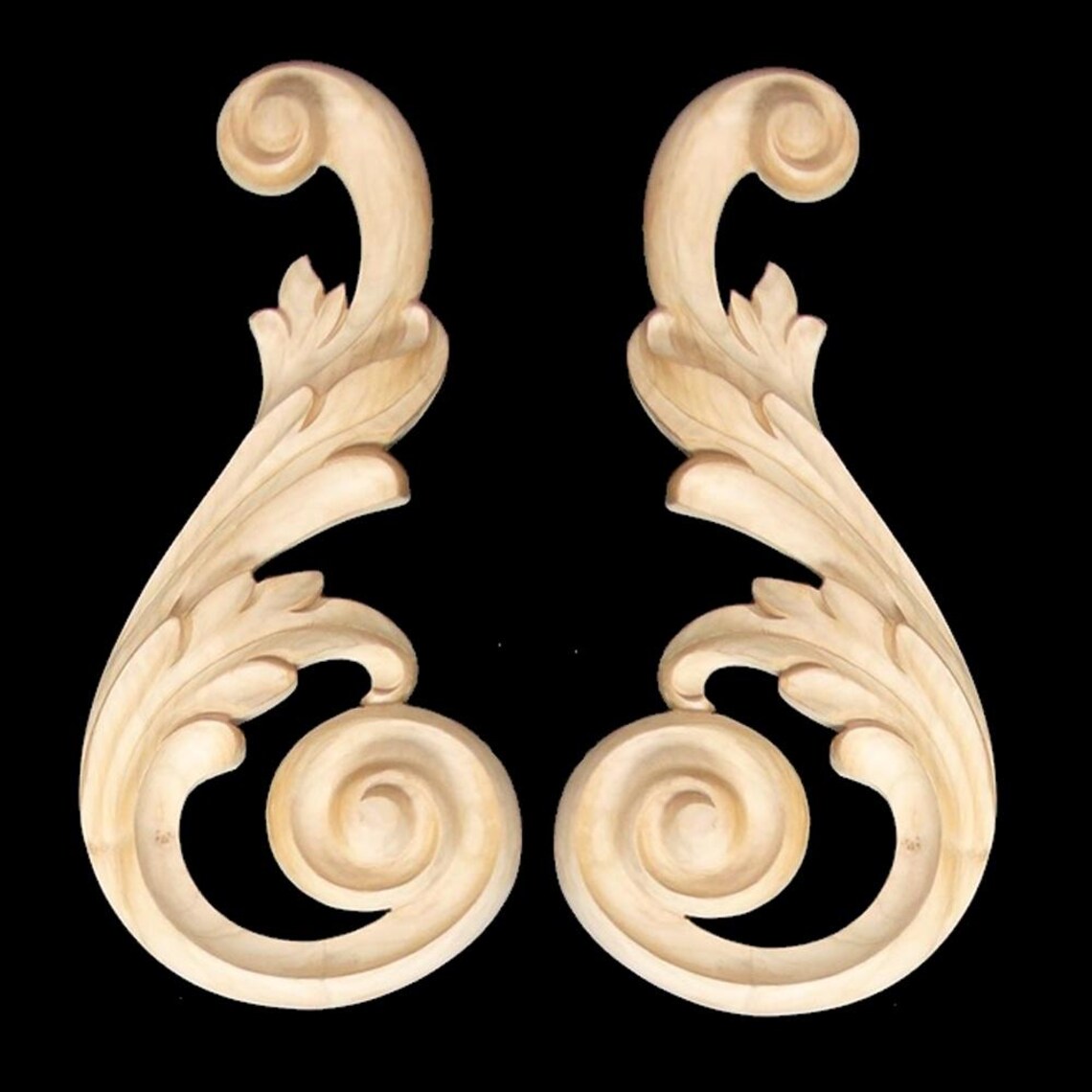LRA-05: Left & Right Paired Hand Carved Acanthus Decorative Millwork ...