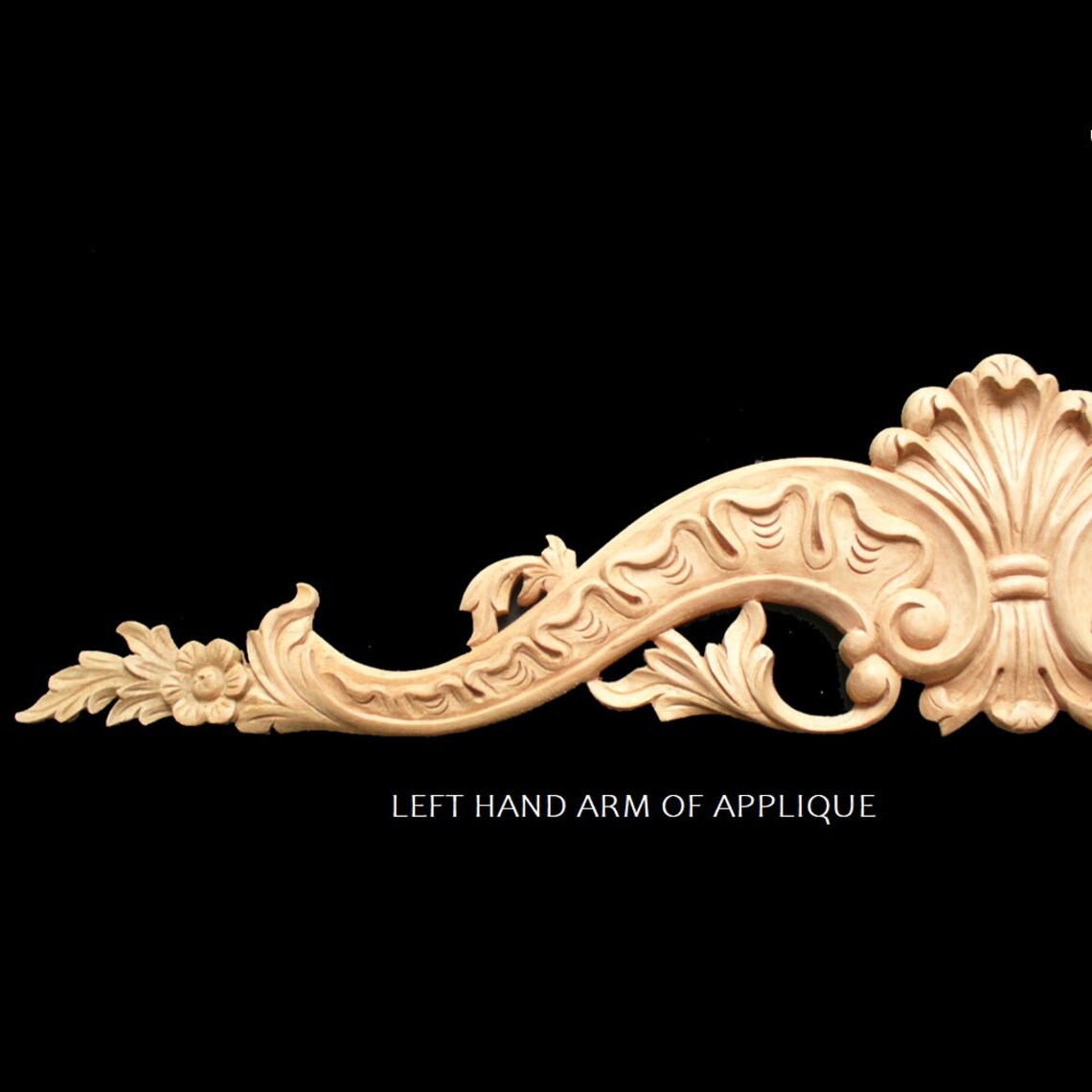 APL-05: Handcarved Rococo Leaves Central Decorative Wood Scroll ...