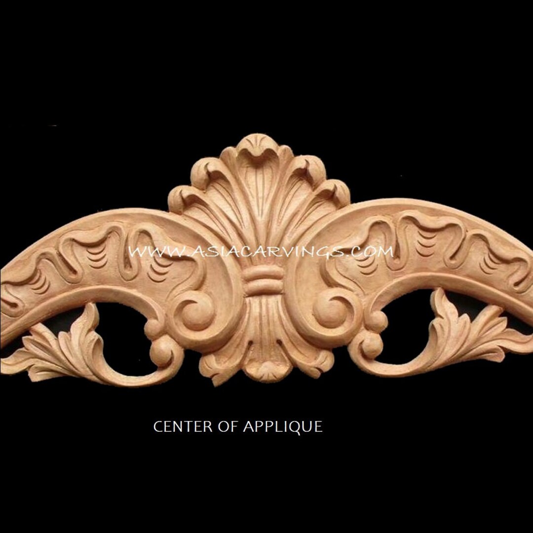 APL-05: Handcarved Rococo Leaves Central Decorative Wood Scroll ...