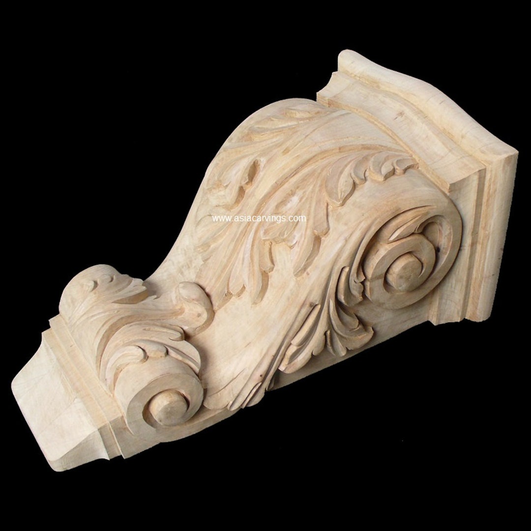 CBL-02: Handmade Hand Carved Acanthus Gothic Corbel Brackets Decorative ...