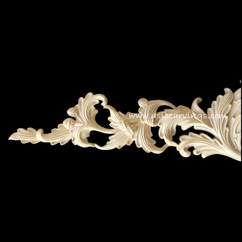 APL-06: Handcarved Acorn Laurel Central Decorative Wood Scroll Handmade ...