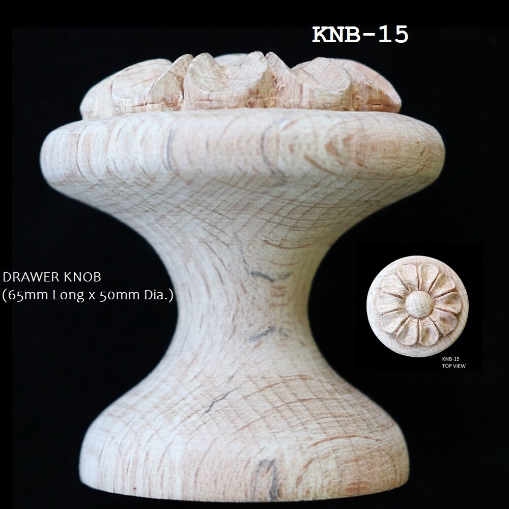 KNB-11-20: Set of 6 Pcs Handmade Wood Drawer Knobs | Carved Wood Knob ...