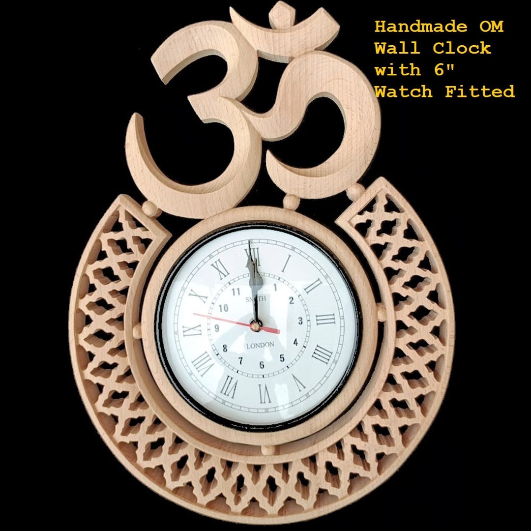 WDC-13: Handmade Hand Carved Decorative Woodcarvings Wall Clock Hindu ...