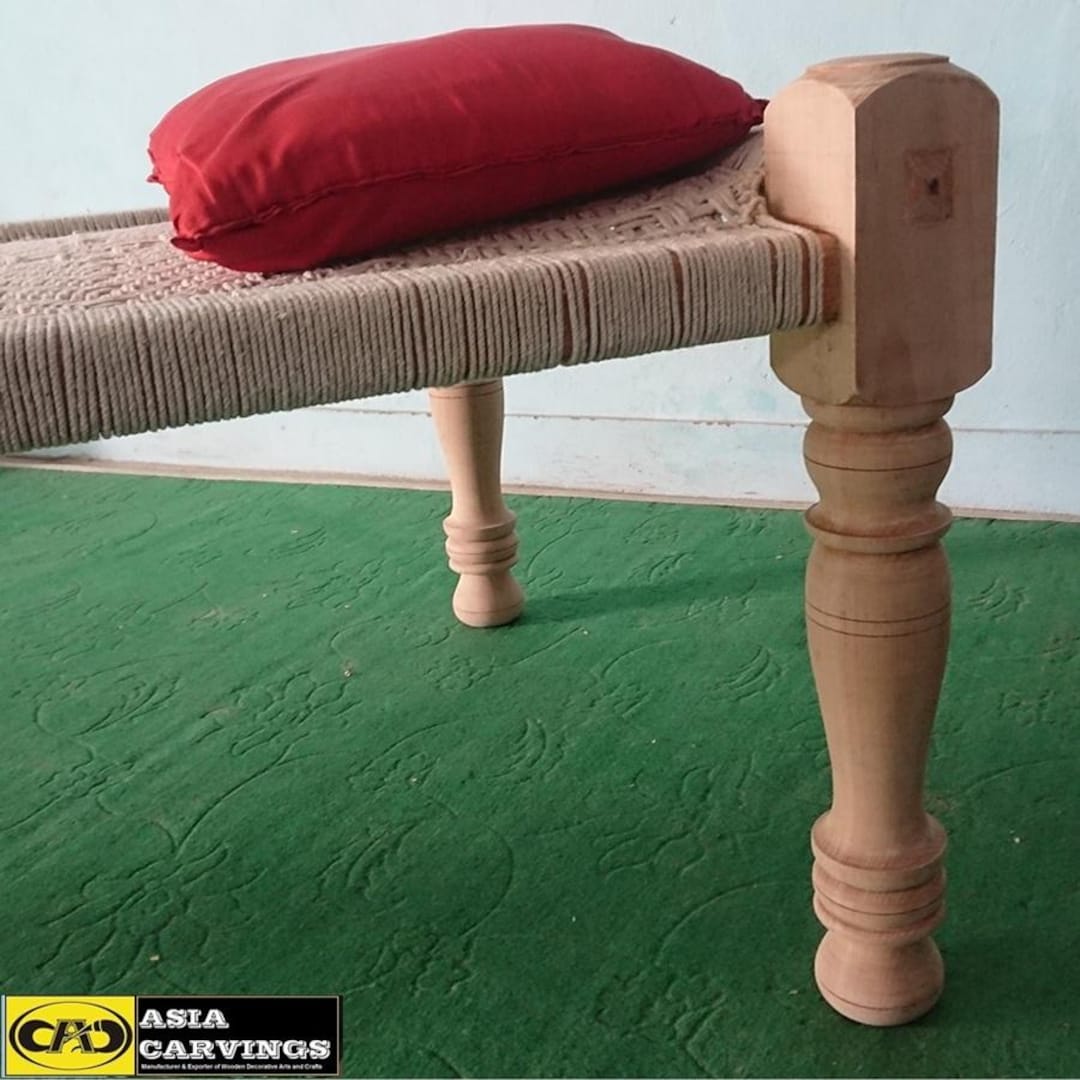 FRN-02: Handmade Beechwood Cotton Rope Indian Charpoy | Cot ...