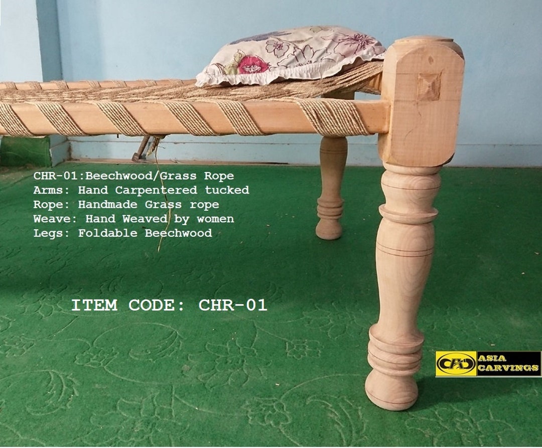 FRN-01: Handmade Natural Beechwood Indian Charpoy | Cot | Traditional ...