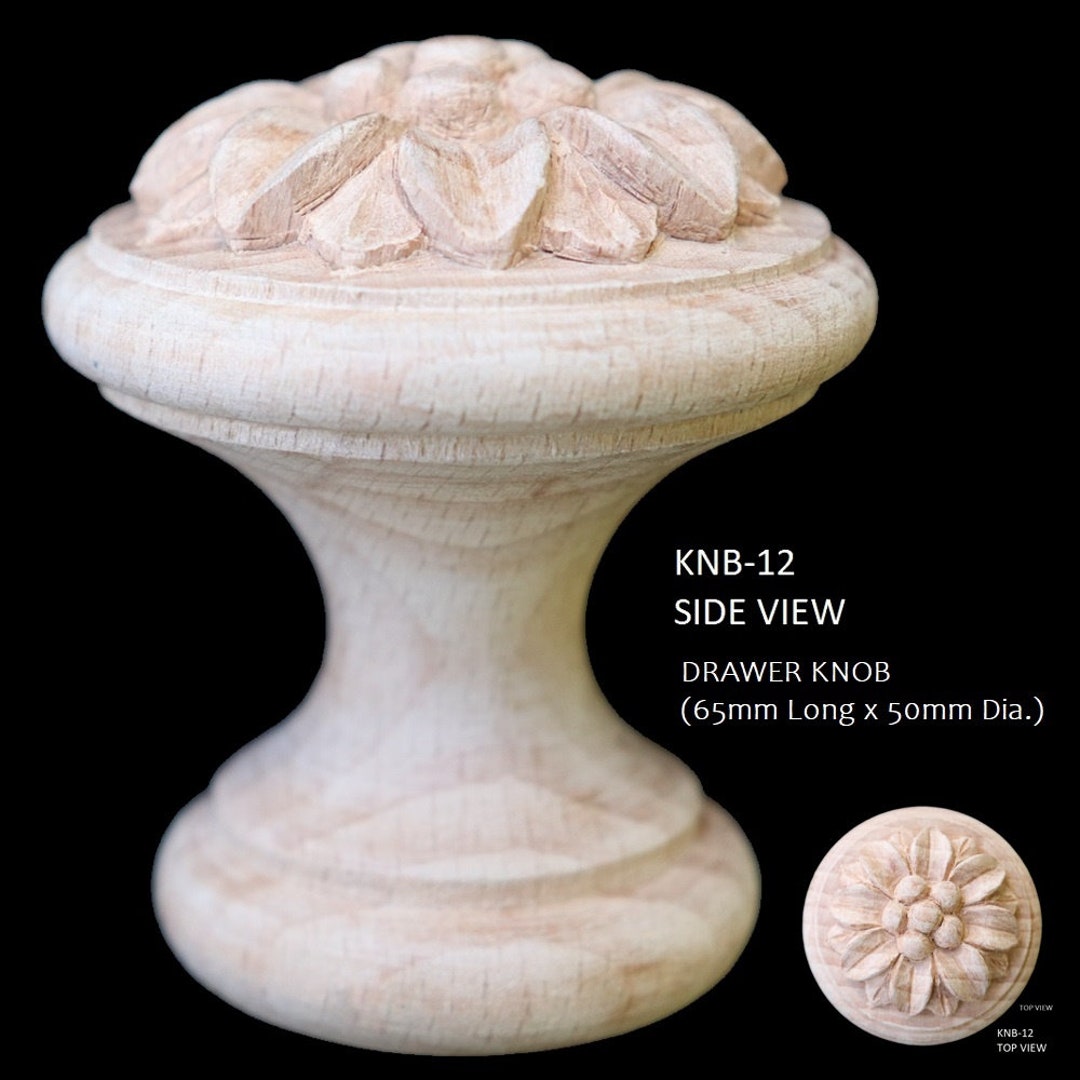 KNB-11-20: Set of 6 Pcs Handmade Wood Drawer Knobs | Carved Wood Knob ...