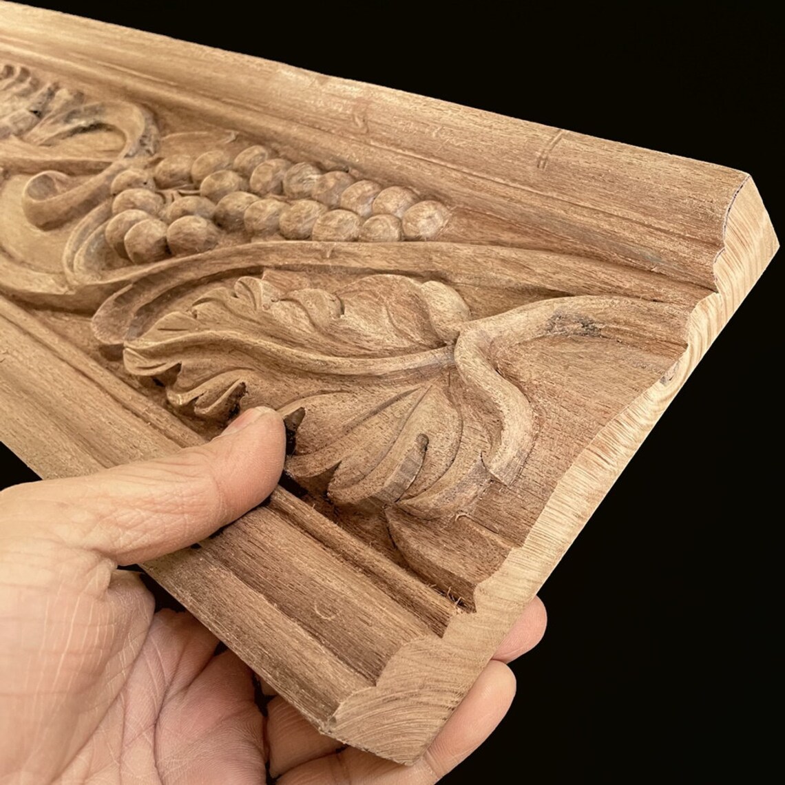 MLD-01: Hand Carved Grapevine Relief Carved Vine Leaf Molding Grapes ...