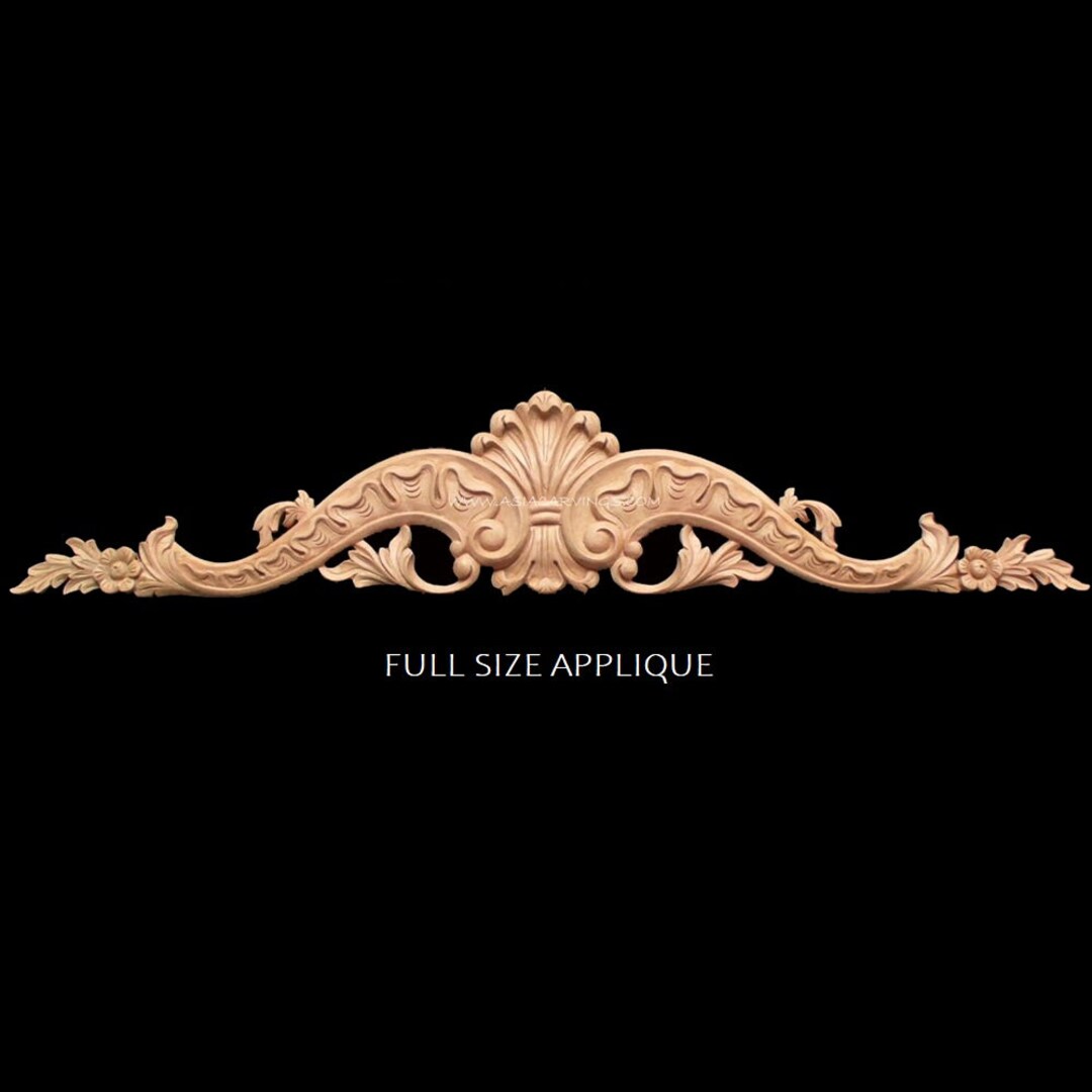 APL-05: Hand Carved Rococo Leaves Central Decorative Wood Scroll ...