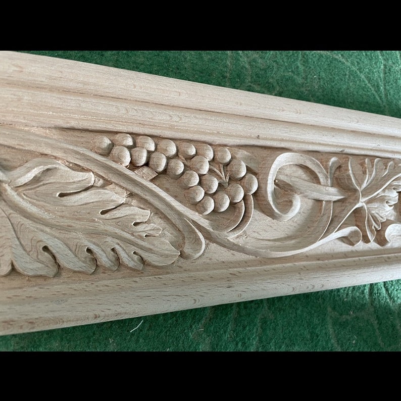 MLD-01: Hand Carved Grapevine Relief Carved Vine Leaf Molding Grapes ...