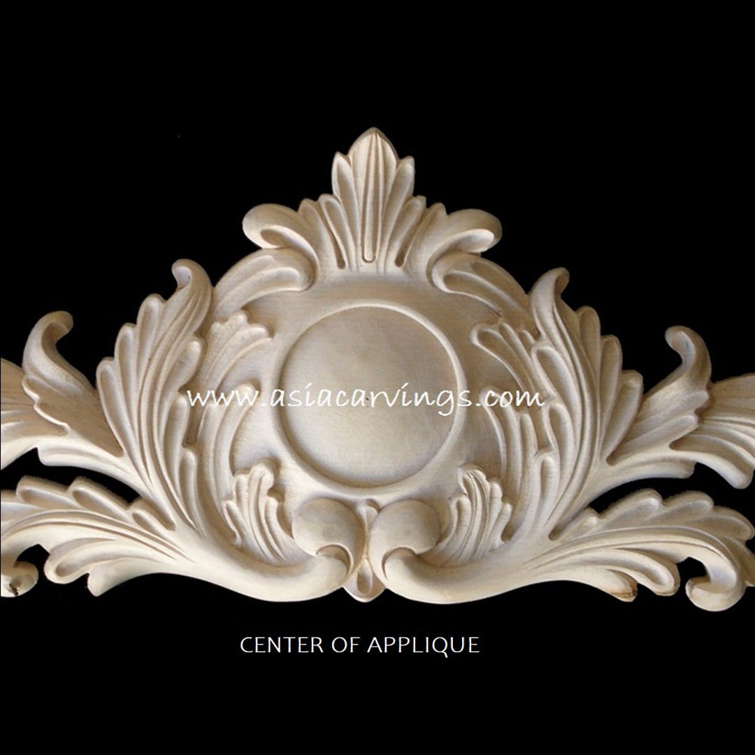 APL-06: Handcarved Acorn Laurel Central Decorative Wood Scroll Handmade ...