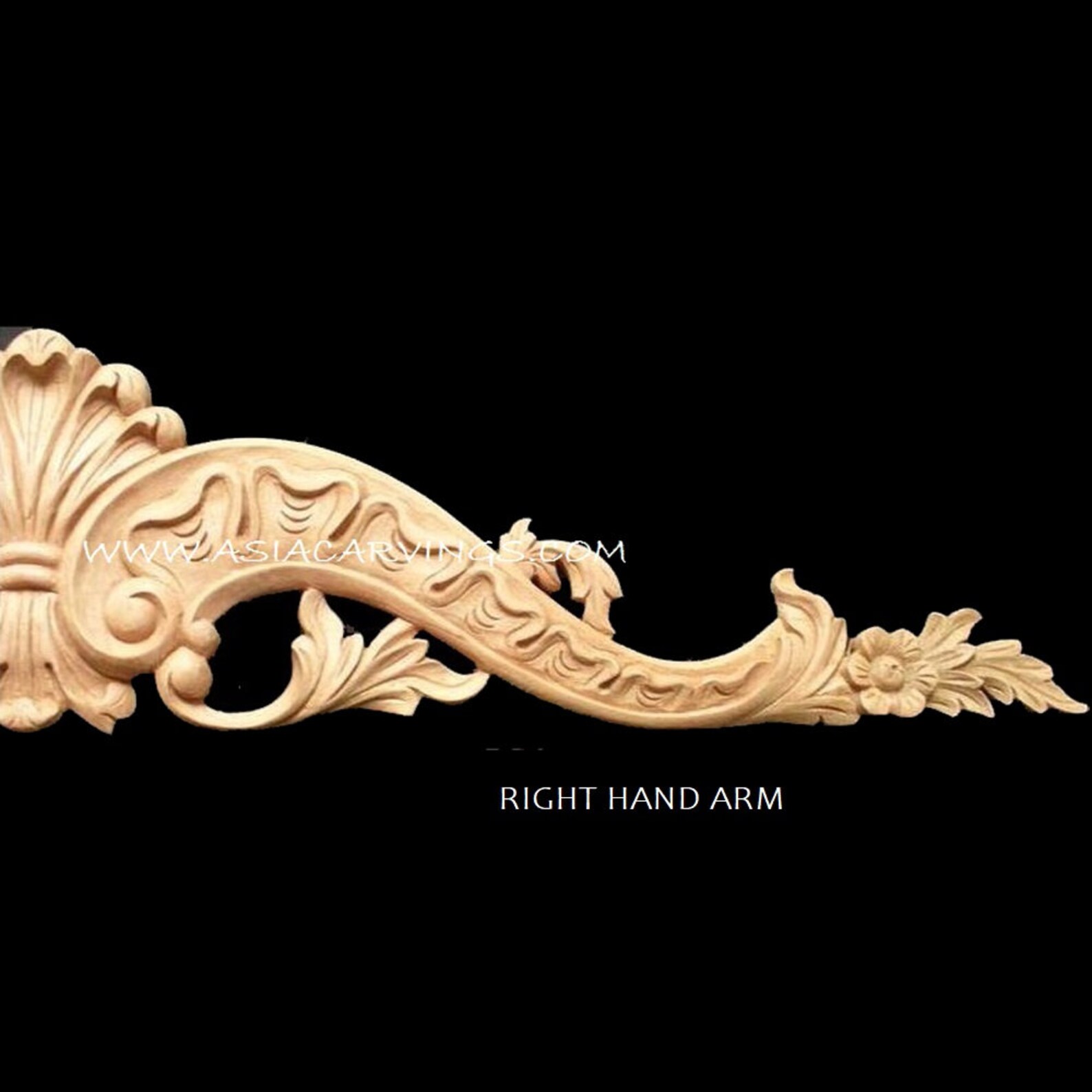 APL-05: Handcarved Rococo Leaves Central Decorative Wood Scroll ...
