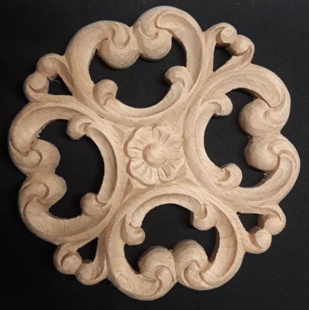FLR-26: Set of 2 Pcs Hand Carved Decorative Classic Fret Rosettes and ...