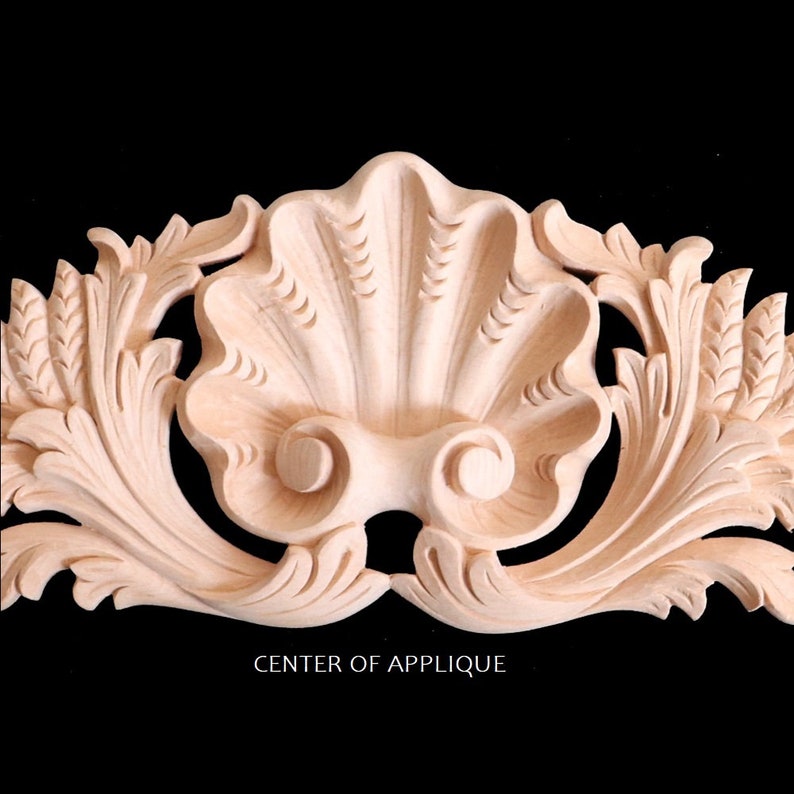 APL-13: Handcarved Seashell Central Decorative Wood Scroll Handmade ...