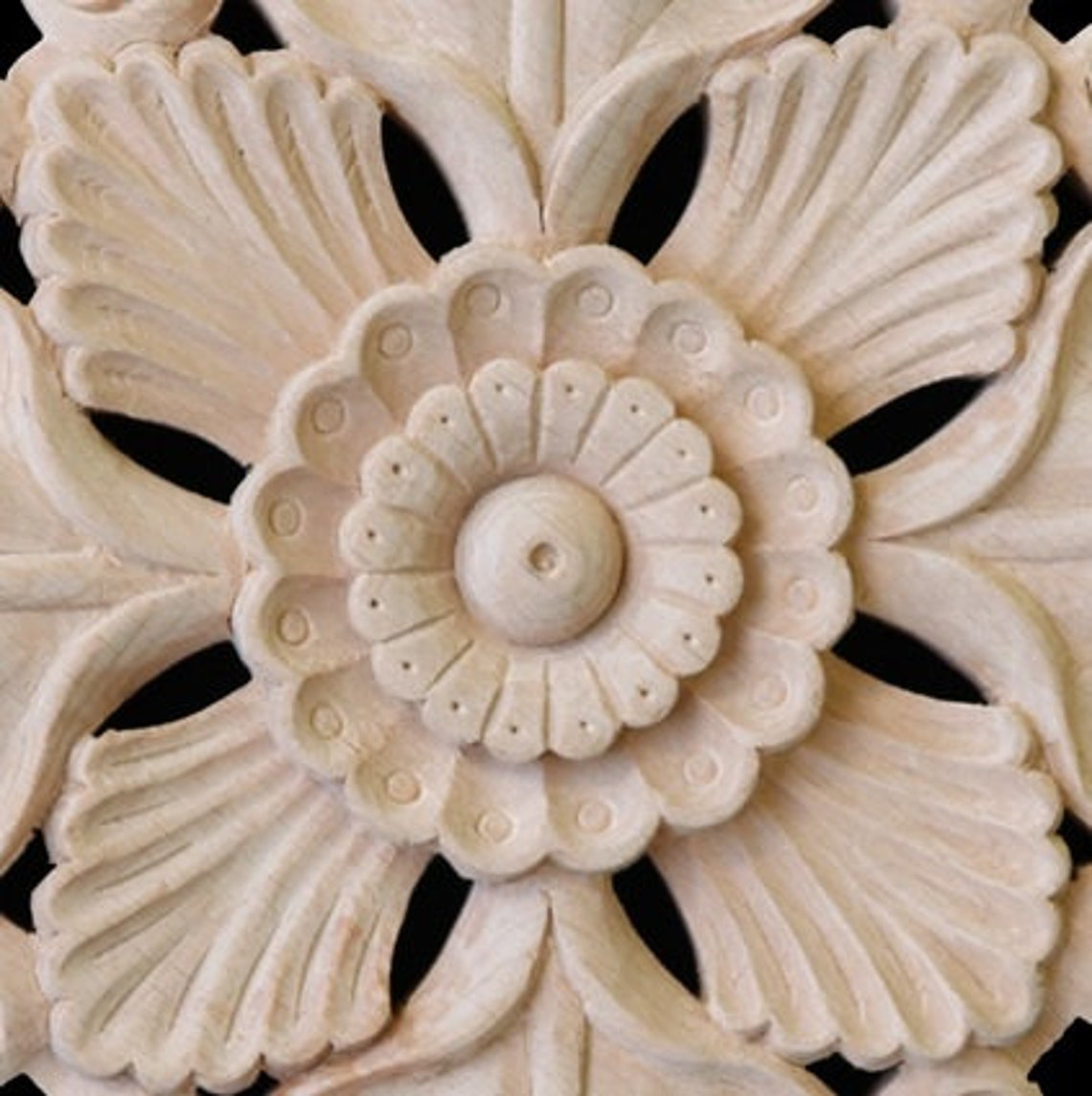 FLR-07: Handcarved Decorative Rosettes and Flowers Ornaments - Etsy