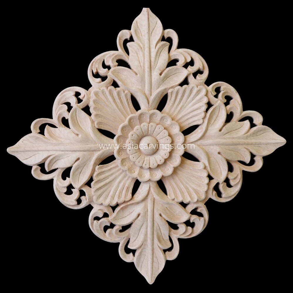 FLR-07: Handcarved Decorative Rosettes and Flowers Ornaments - Etsy