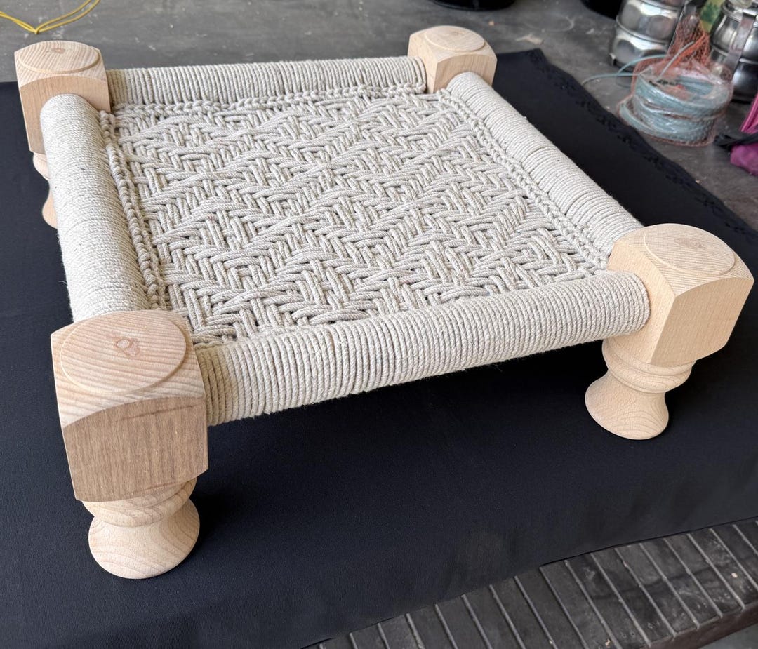 Handmade Beechwood Charpoy Stool: Traditional Indian Jute Bed - Etsy