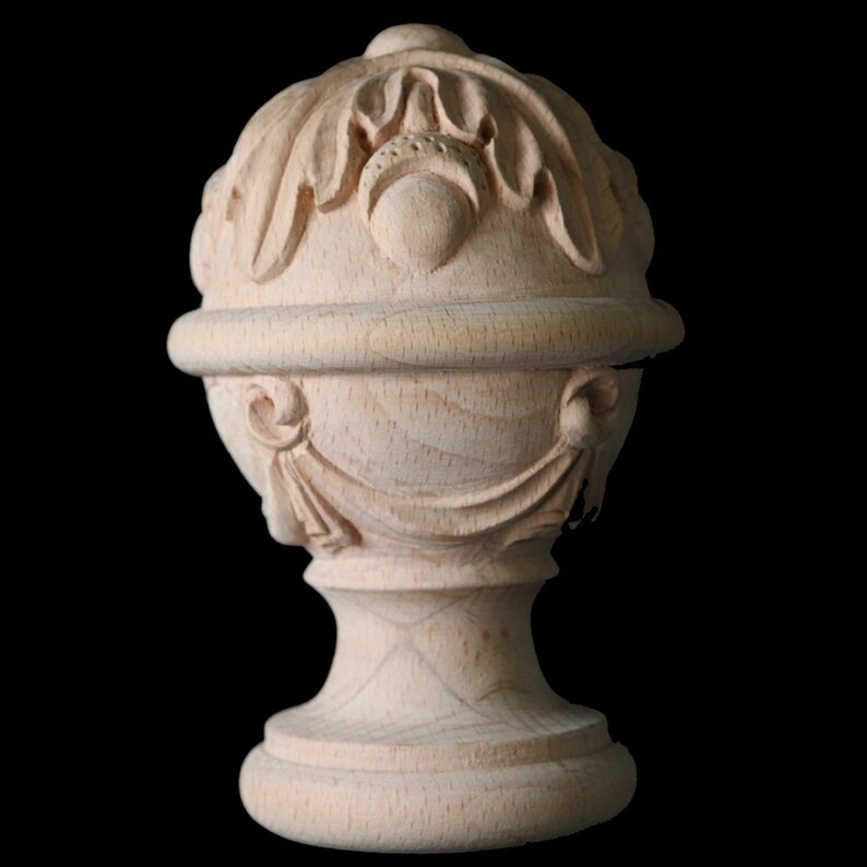 KNB-08: Handmade Handcarved Acorn Finial Curtain Swag Knob Stair Post ...