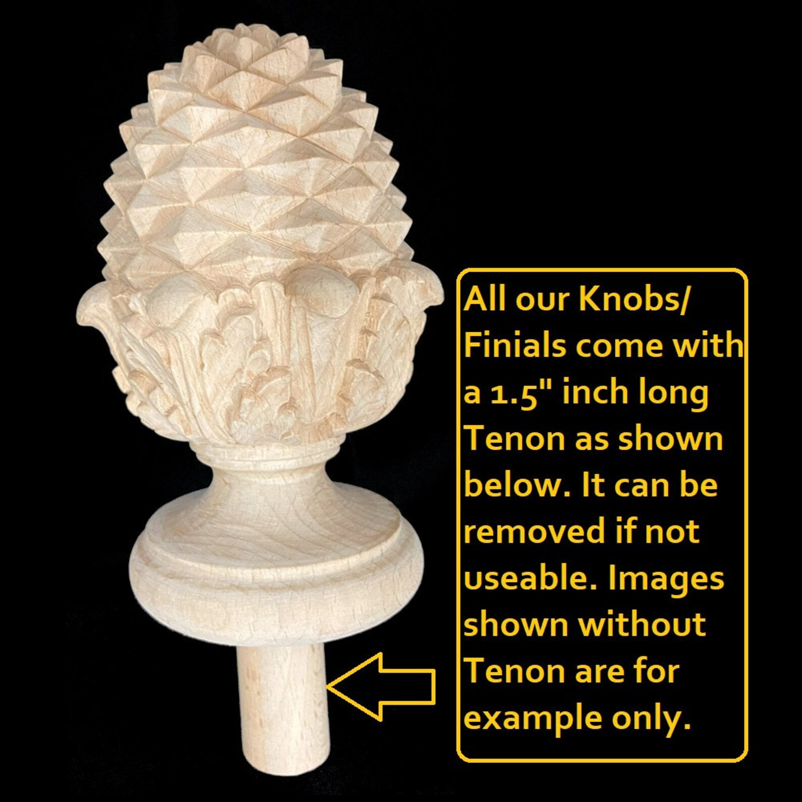 KNB-09: Hand Carved Spiral Garland Knob | Stair Finial | Curtain Finial ...