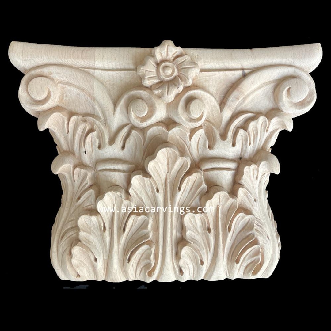 CPT-05: Hand Carved Wooden Rococo Column Pilaster | Acanthus Scrolled ...
