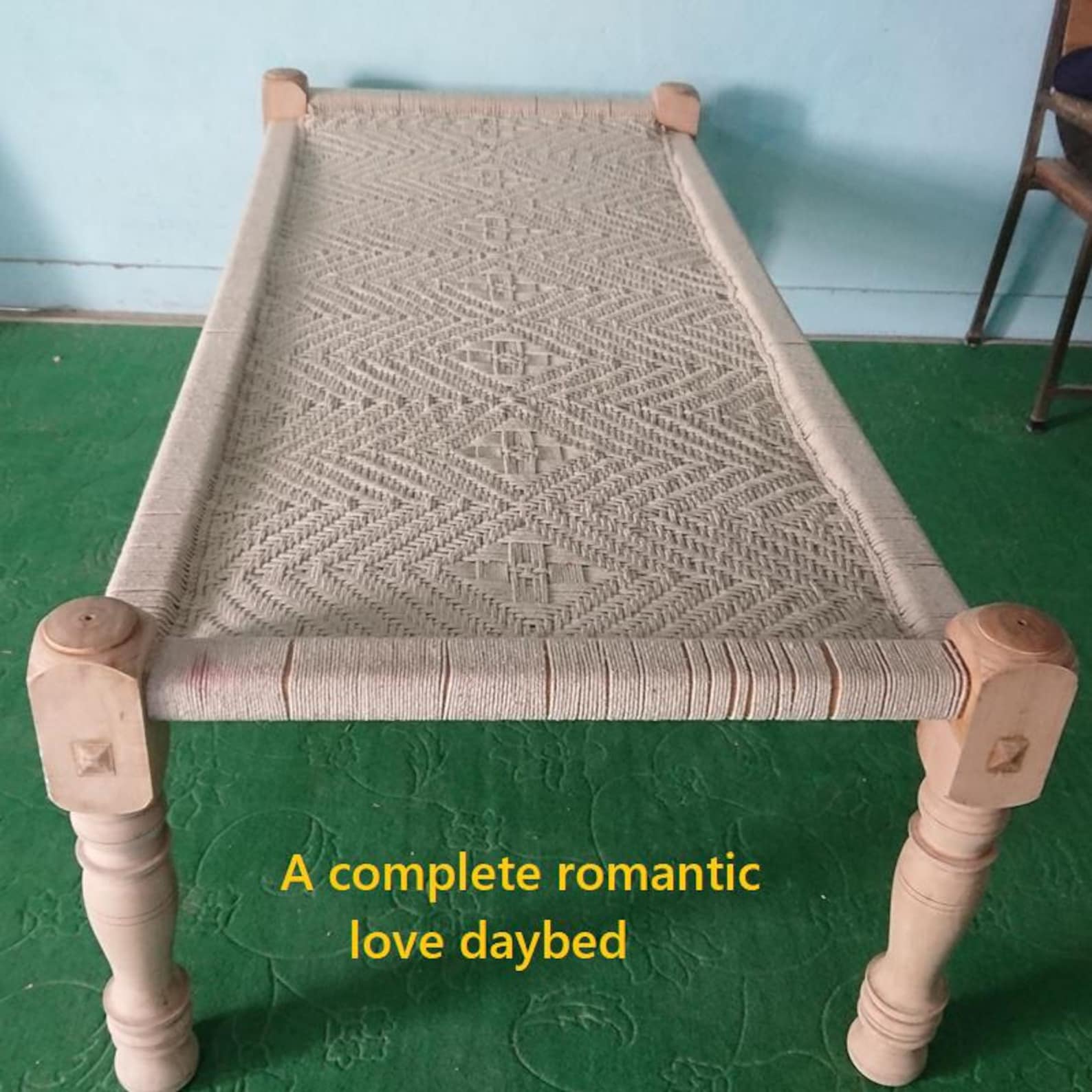 FRN-02: Handmade Beechwood Cotton Rope Indian Charpoy | Cot ...