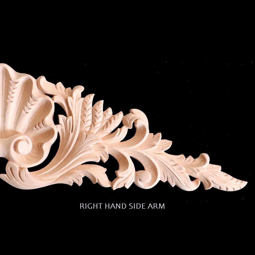 APL-13: Handcarved Seashell Central Decorative Wood Scroll Handmade ...