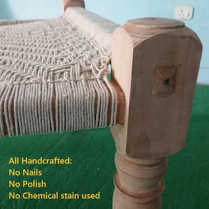 FRN-02: Handmade Beechwood Cotton Rope Indian Charpoy | Cot ...