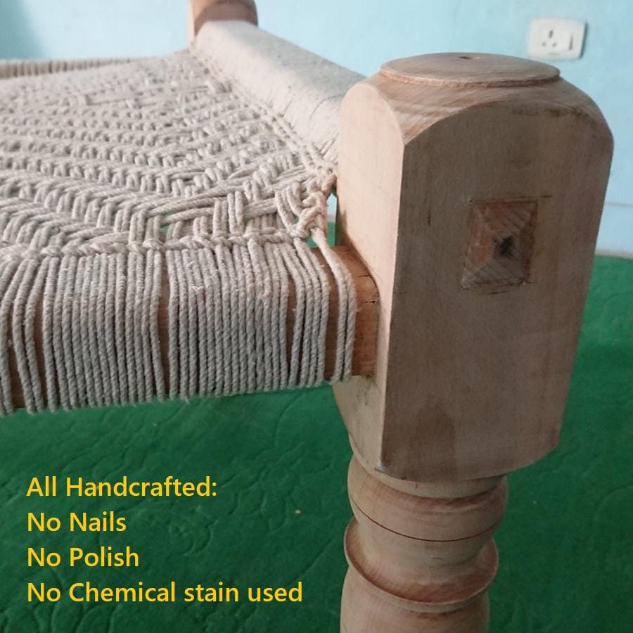 FRN-02: Handmade Beechwood Cotton Rope Indian Charpoy | Cot ...
