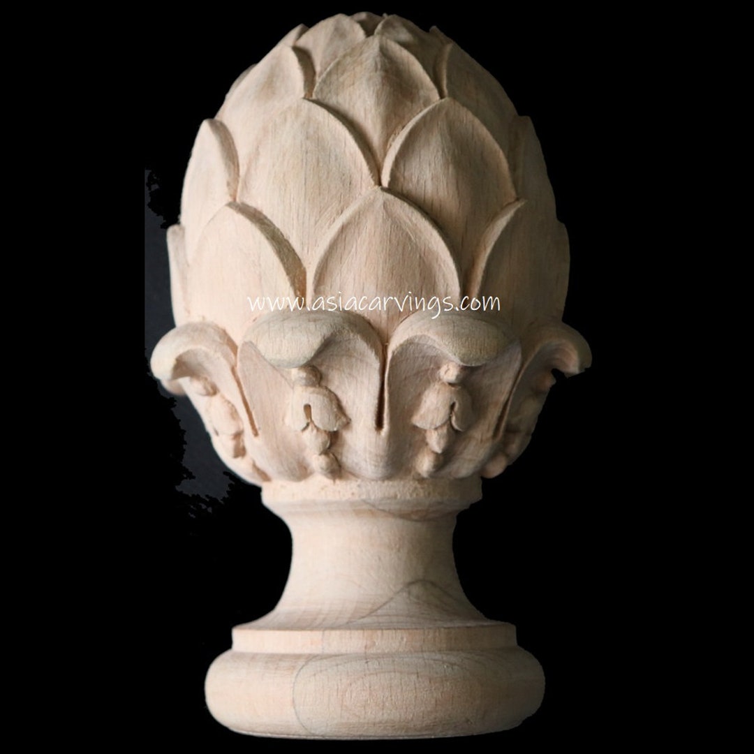 KNB-06: Hand Carved Artichoke Knob | Stair Post | Newel Post | Curtain ...