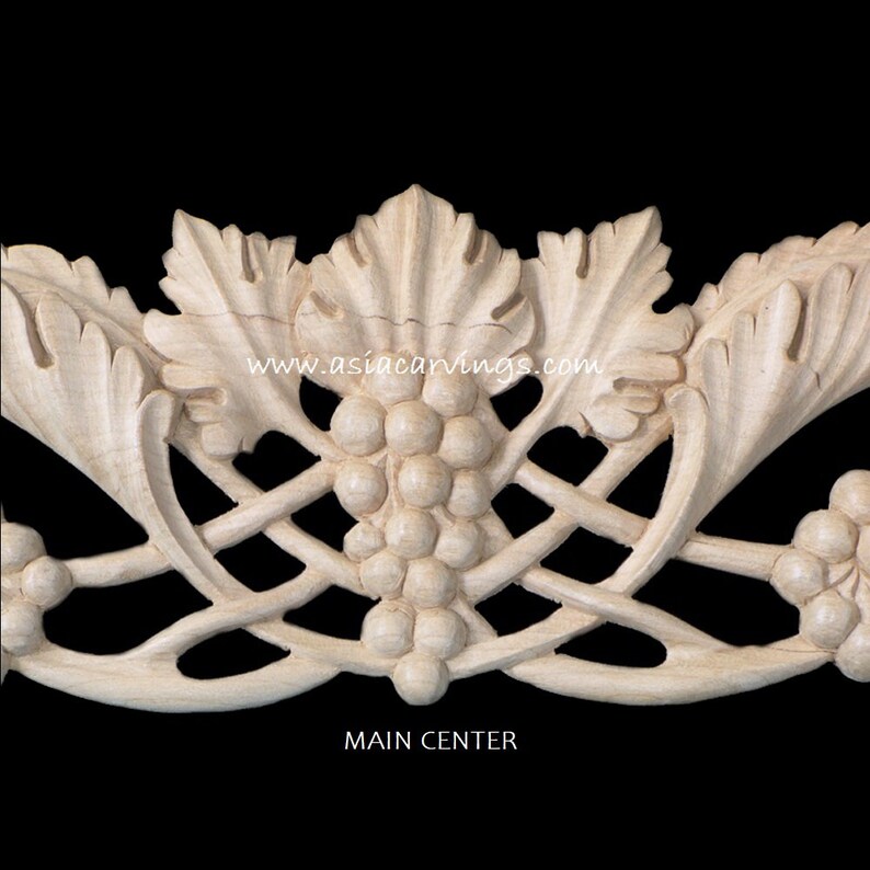 APL-12: Handcarved Grapevine Central Decorative Wood Scroll Handmade ...