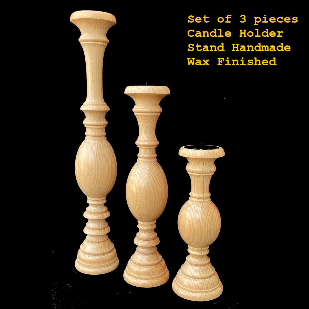 CDL-03: Set of 3 Pc Handmade Wooden Decorative Candle Holder Stand ...