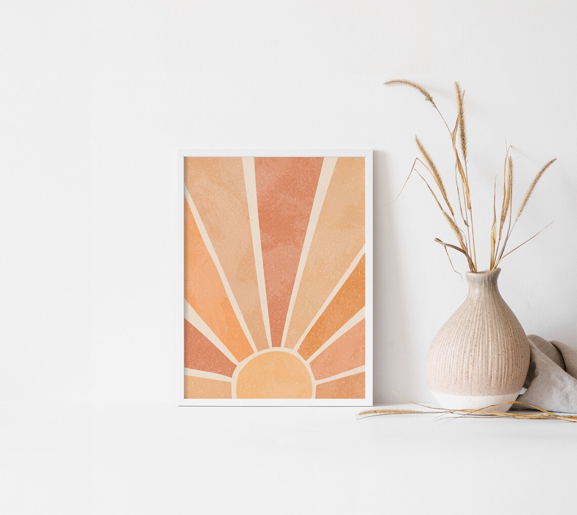 Rising Sun Art Print Large Sun Poster Abstract Sun Rays | Etsy