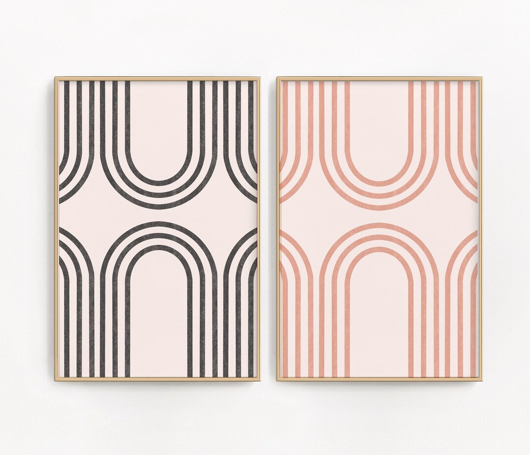 Set of 2 Abstract Boho Arches Line Art Wall Art Digital Print - Etsy